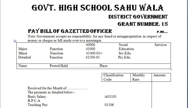 Pay Bill Gazetted govt employee - Roshni Center